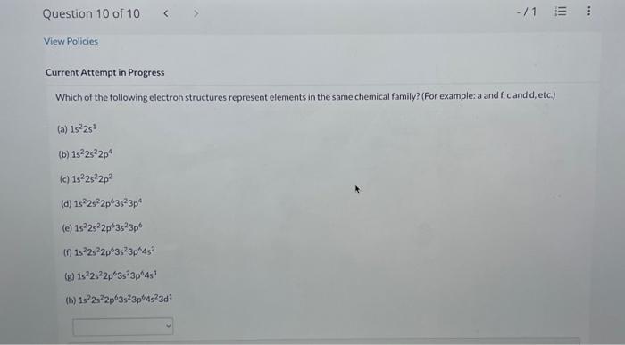 Solved Current Attempt in Progress What do the electron | Chegg.com