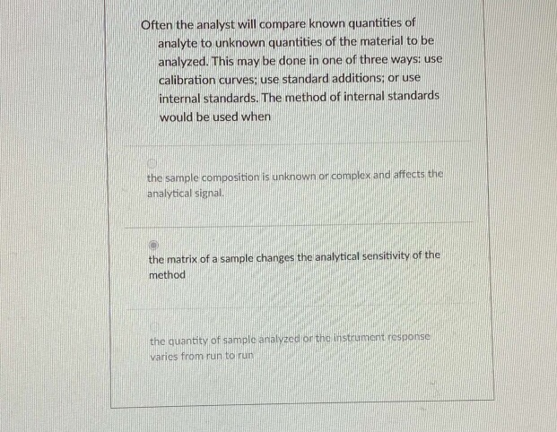 Solved Often the analyst will compare known quantities of | Chegg.com