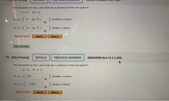 Solved Find all points on the y-axis that are a distance d | Chegg.com