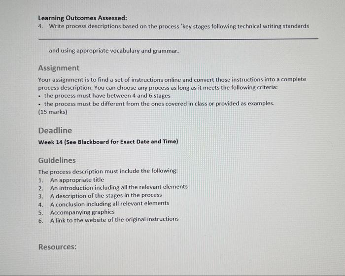 Solved Learning Outcomes Assessed: 4. Write process | Chegg.com