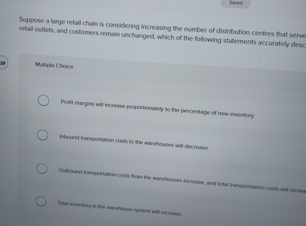 Solved SavedSuppose a large retail chain is considering | Chegg.com
