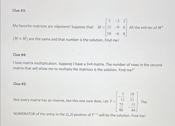 Solved Step #1 - Solve the Clues Use the clues below to | Chegg.com