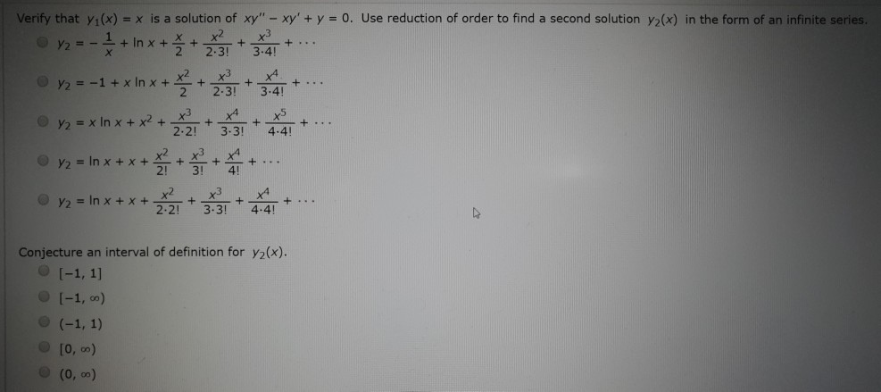 Solved Verify that yı(x) = x is a solution of xy" - xy' + y | Chegg.com
