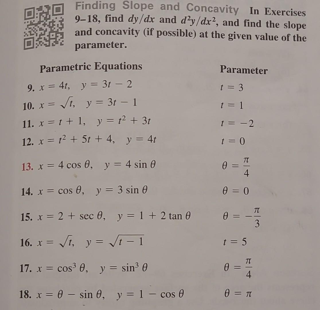 Solved Finding Slope and Concavity In Exercises 9-18, find | Chegg.com