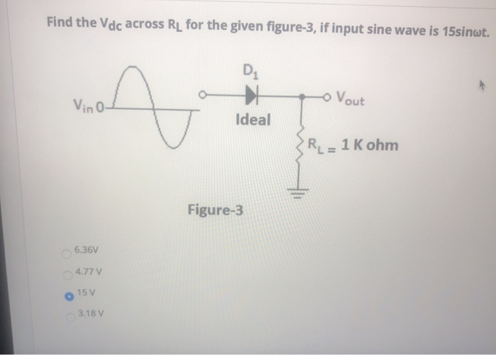 Solved Find the Vdc across RL for the given figure-3, if | Chegg.com
