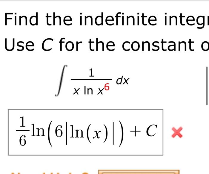Solved Find the indefinite integ Use C for the constant o 1 | Chegg.com