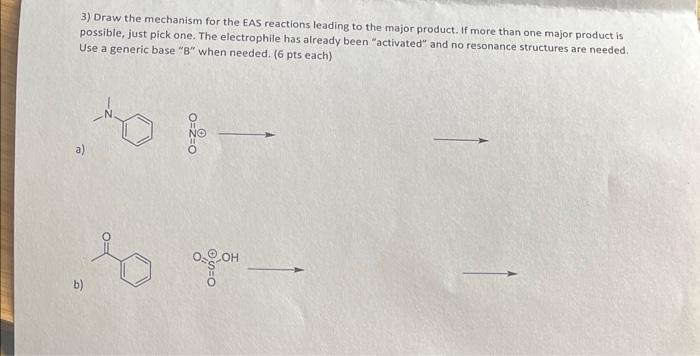 Solved 3) Draw the mechanism for the EAS reactions leading | Chegg.com