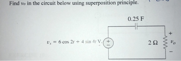 Solved Find vo in the circuit below using superposition | Chegg.com