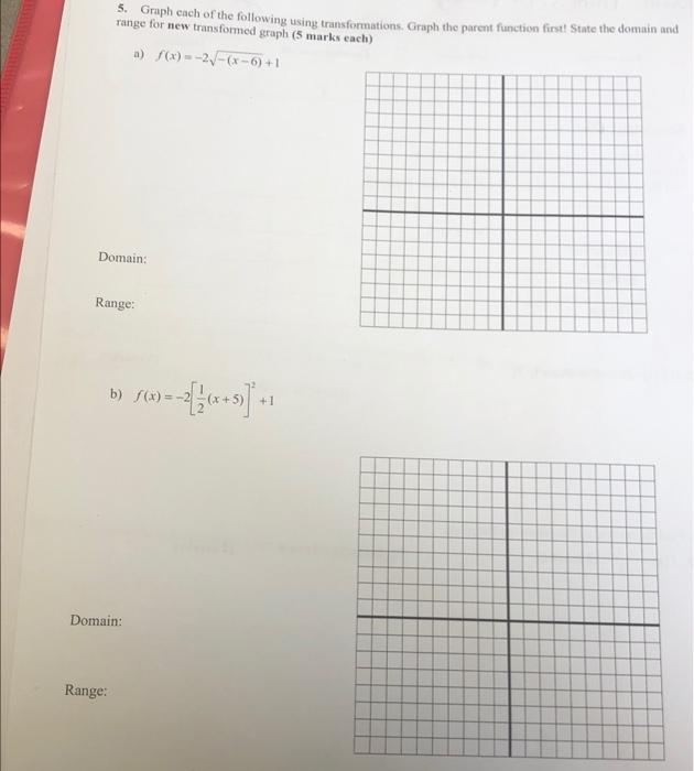 Solved 5 Graph Cach Of The Following Using Transformations 