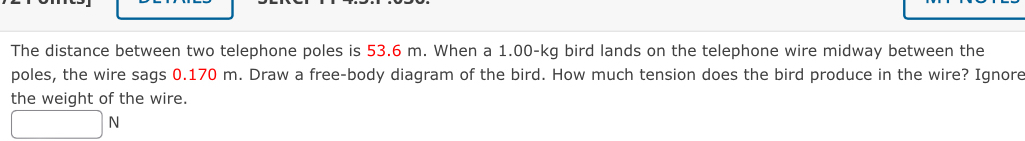 Solved The distance between two telephone poles is 53.6m. | Chegg.com