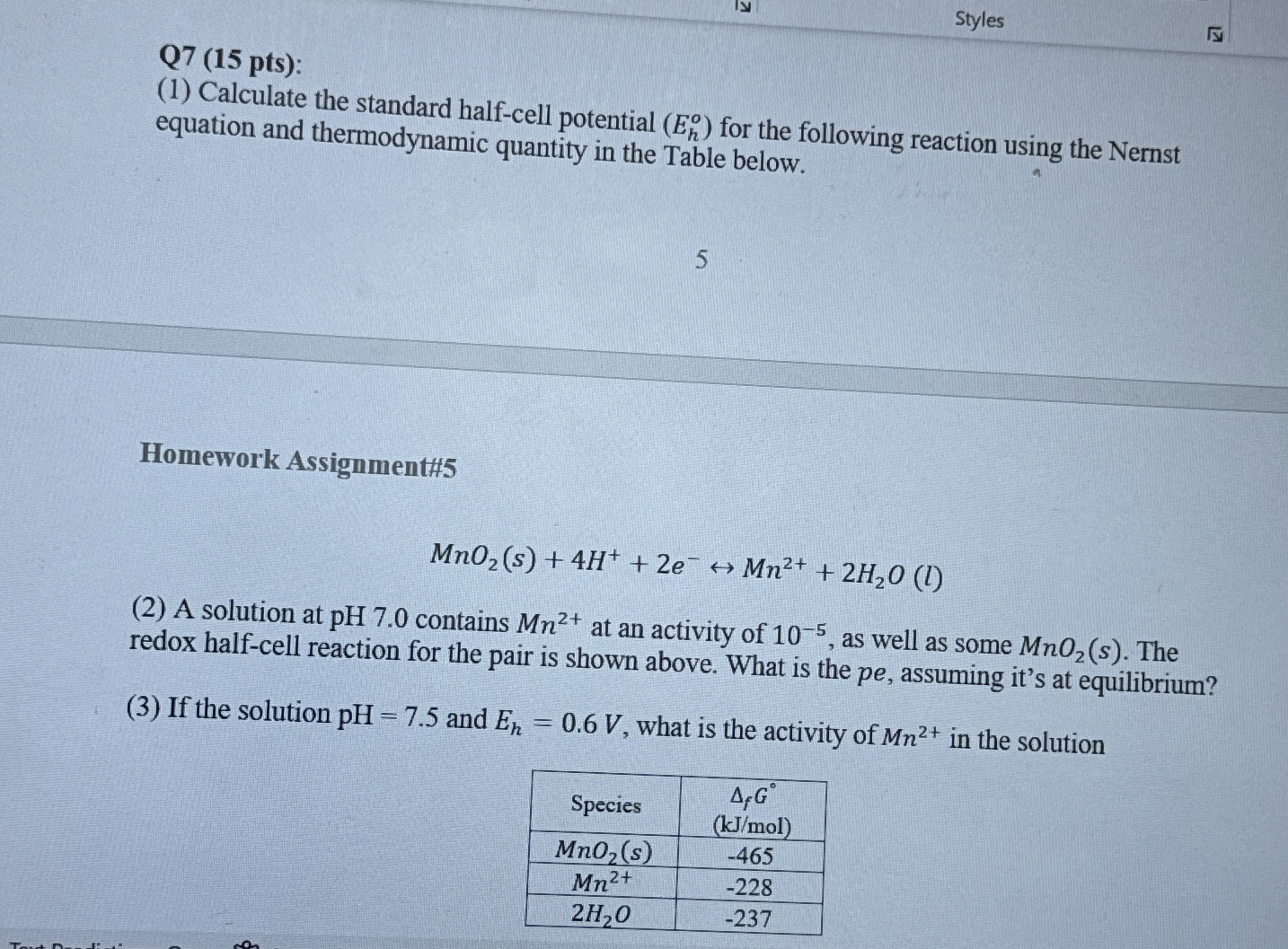 Solved Q7 (15 ﻿pts):Styles(1) ﻿Calculate the standard | Chegg.com