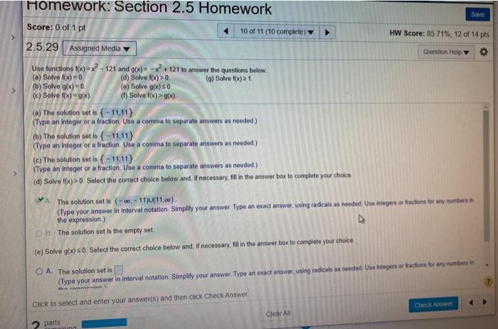 Solved Homework: Section 2.5 Homework Save Score: 0 of 1 pt | Chegg.com