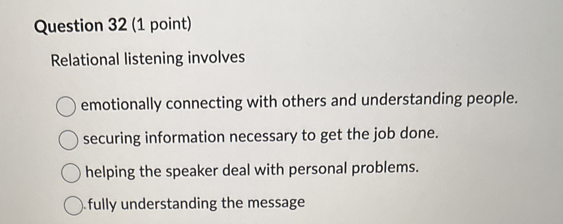 Solved Question 32 (1 ﻿point)Relational listening | Chegg.com
