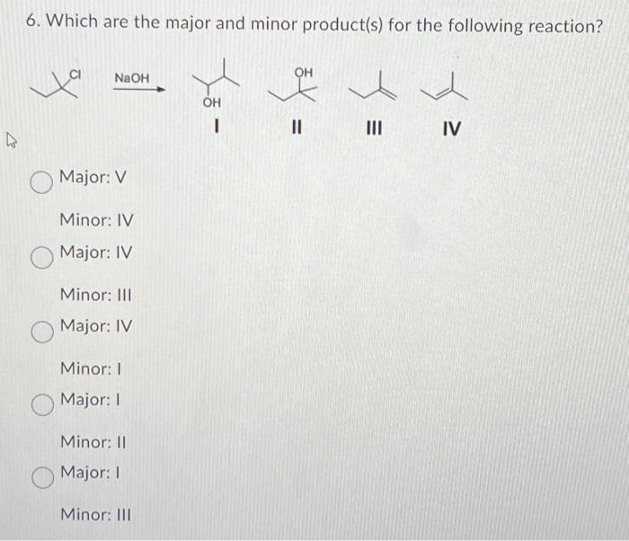 [Solved]: thank you 6. Which are the major and minor product
