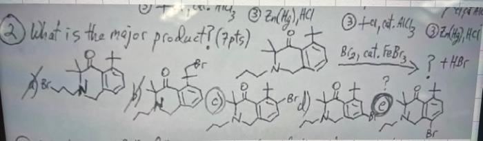 Solved 2) What is the major product? (7pts) In (Hg), HCl (3) | Chegg.com