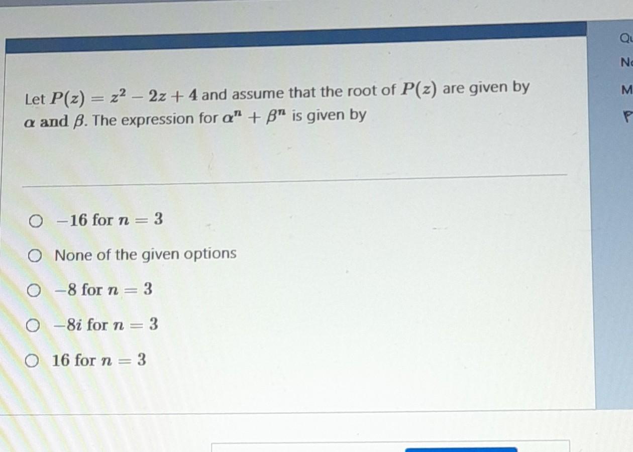 Solved Let P(z)=z2−2z+4 and assume that the root of P(z) are | Chegg.com