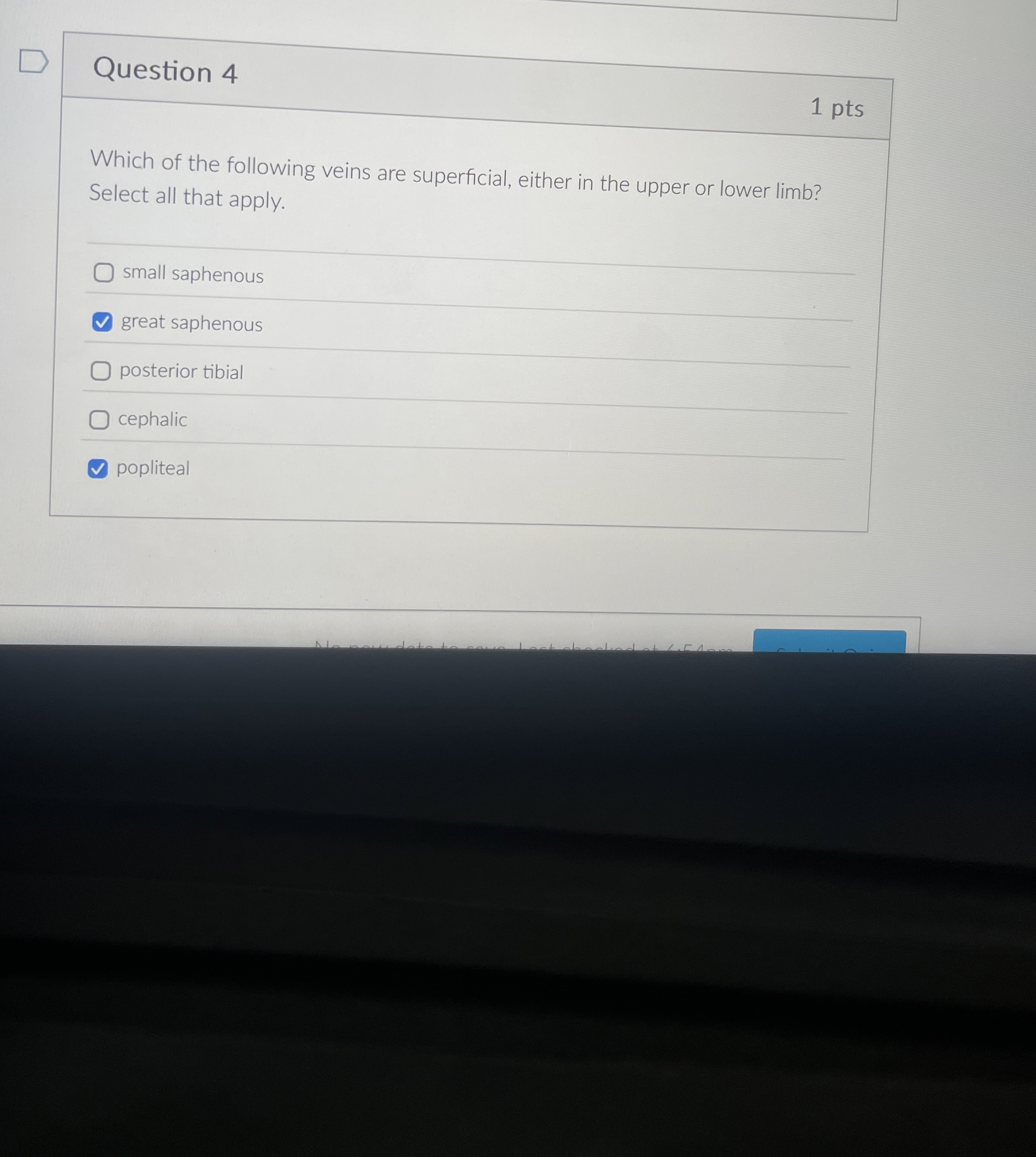 Solved Question 41 ﻿ptsWhich of the following veins are | Chegg.com