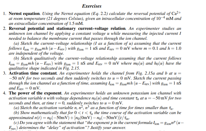 Solved Exercises Ignore Question 31nernst Equation Using 8459