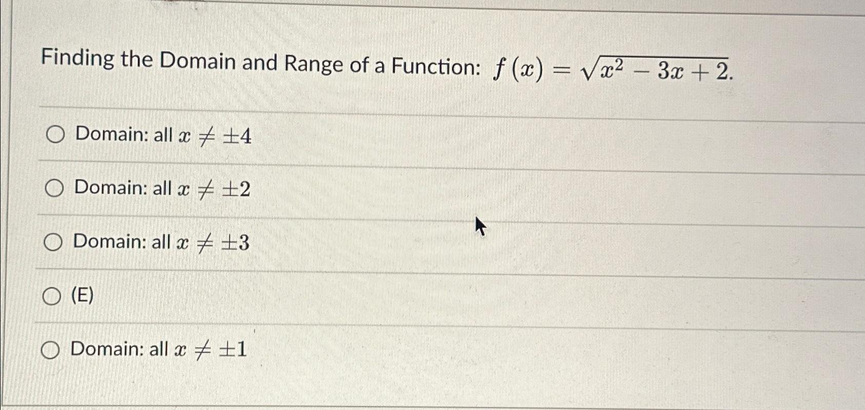 Solved Finding the Domain and Range of a Function: | Chegg.com