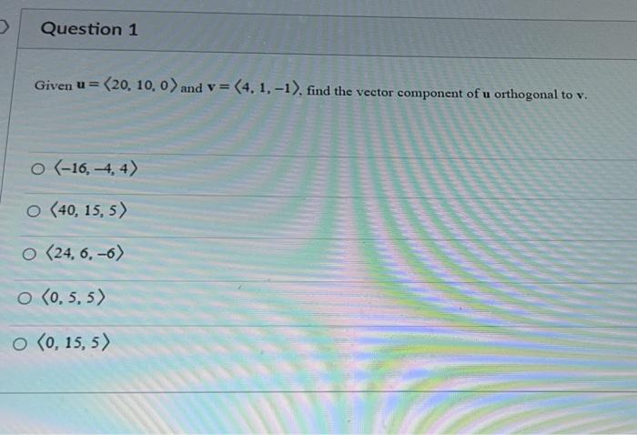 Solved Given \\( \\mathbf{u}=\\langle 20,10,0\\rangle \\) | Chegg.com