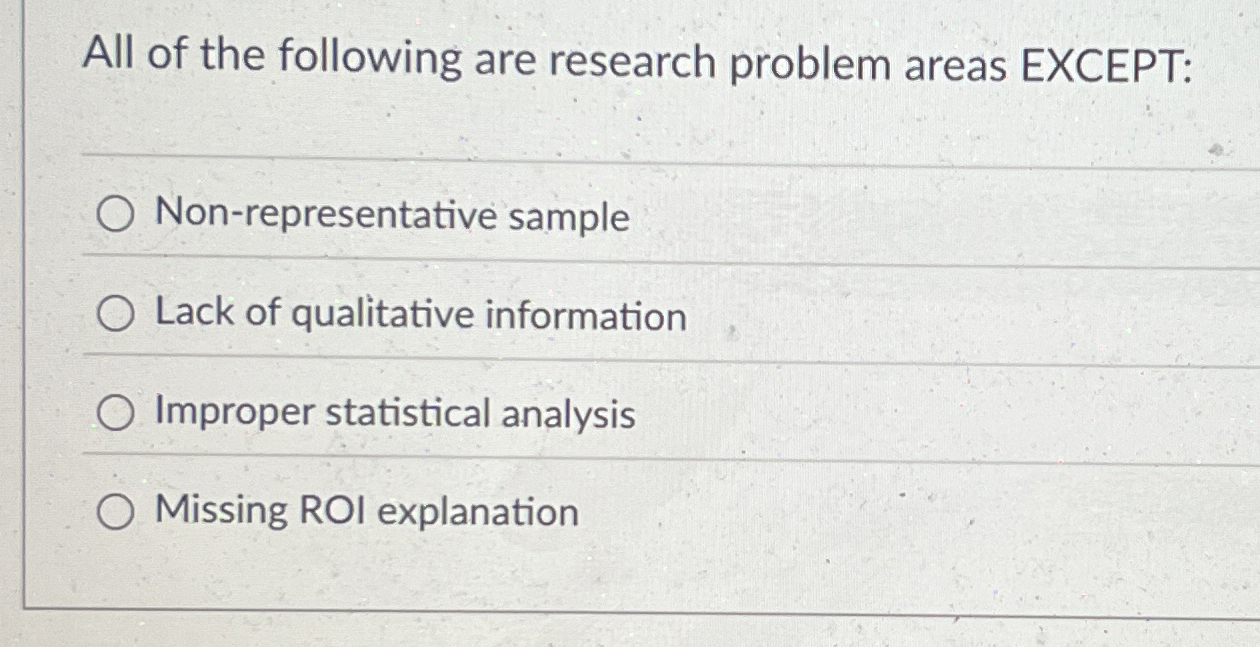 Solved All of the following are research problem areas | Chegg.com