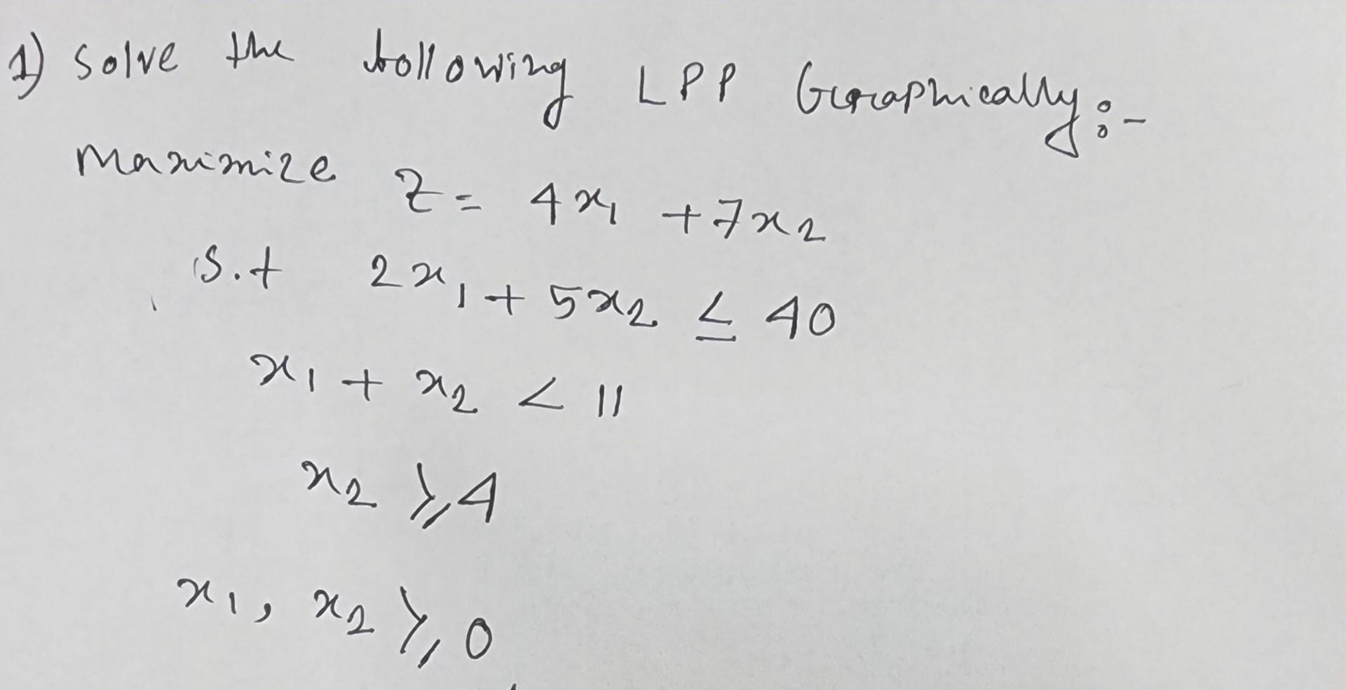 Solved 1) Solve the bollowing LPP Geraphically:Maximize | Chegg.com