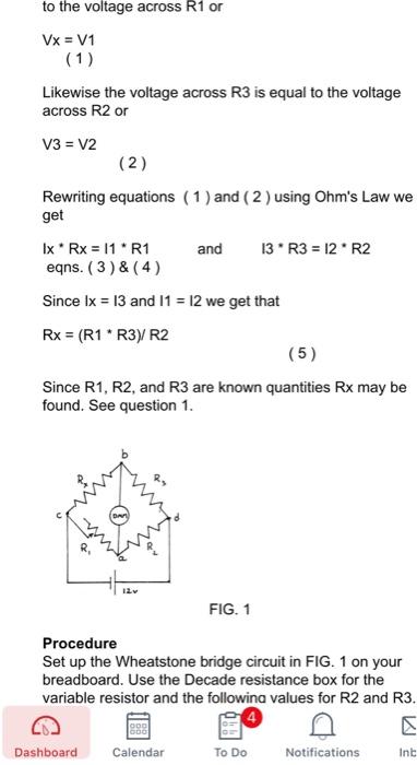 Solved FIG. 1 Procedure Set up the Wheatstone bridge circuit | Chegg.com