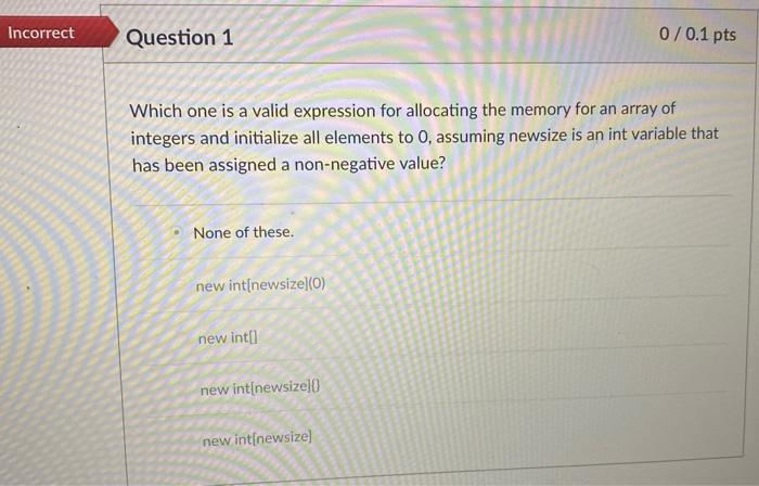 Which one is a valid expression for allocating the | Chegg.com