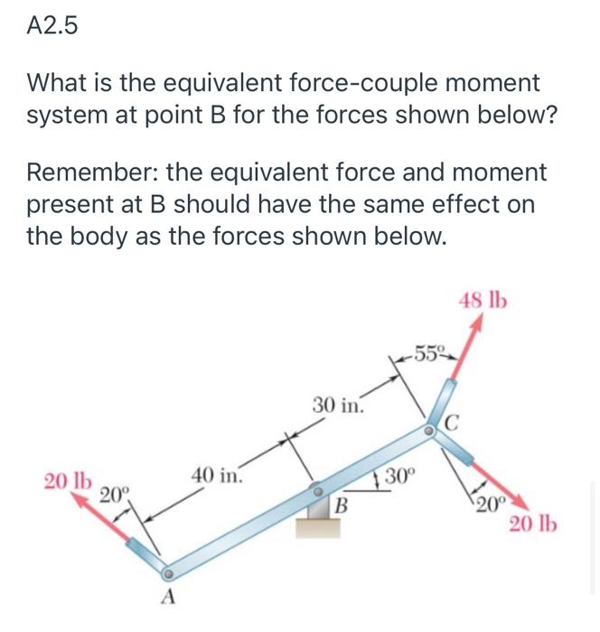 Solved What is the equivalent force-couple moment system at | Chegg.com