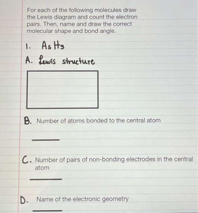 Solved For each of the following molecules draw the Lewis | Chegg.com