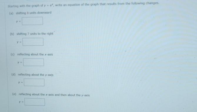 Solved Starting with the graph of y=ex, ﻿write an equation | Chegg.com