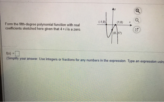 Solved (-1,0) (1,0) Form the fifth-degree polynomial | Chegg.com