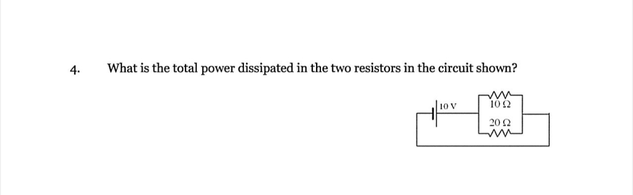 Solved What is the total power dissipated in the two | Chegg.com