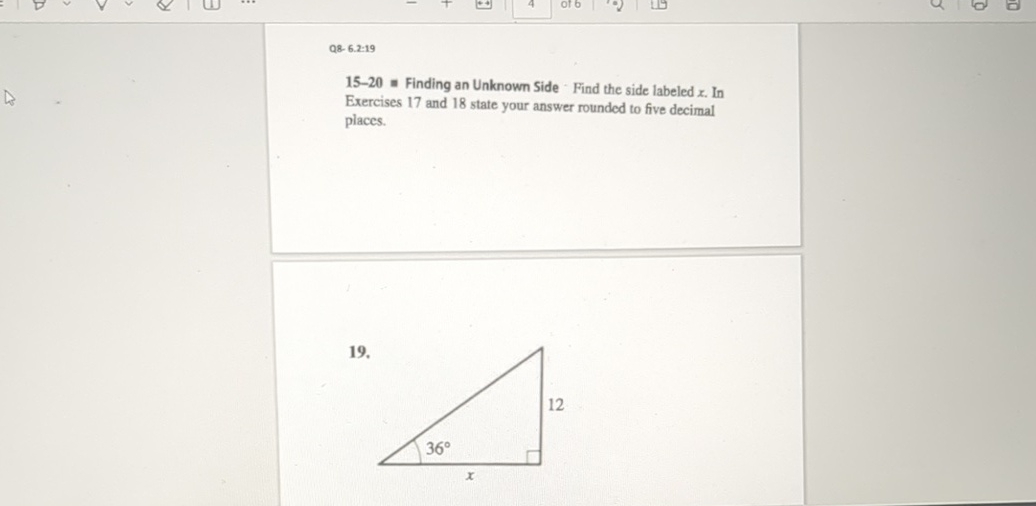 Solved Q8. 6.2:1915-20 = ﻿Finding an Unknown Side Find the | Chegg.com