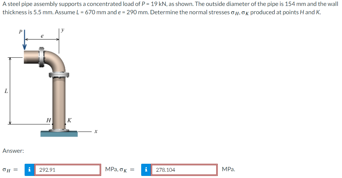 Solved A steel pipe assembly supports a concentrated load of | Chegg.com