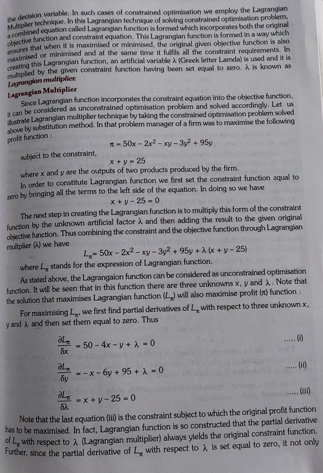 Solved a combined equation called Lagrangian function is | Chegg.com