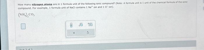 Solved How many nitrogen atoms are in 1 formula unit of the | Chegg.com