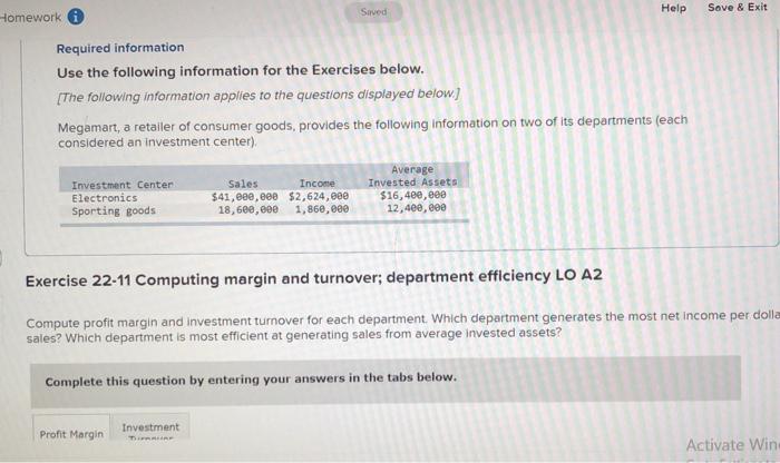 Solved Saved Sove & Exit Help Homework Required information | Chegg.com