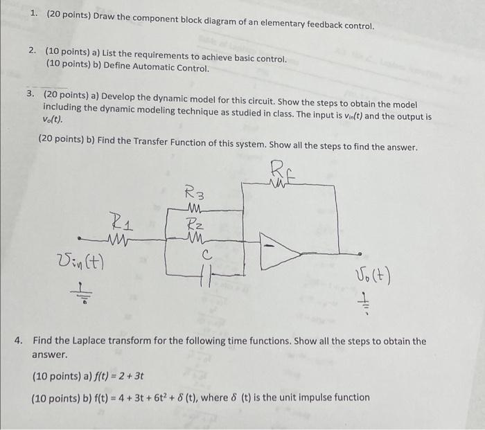 Solved 1. (20 points) Draw the component block diagram of an | Chegg.com