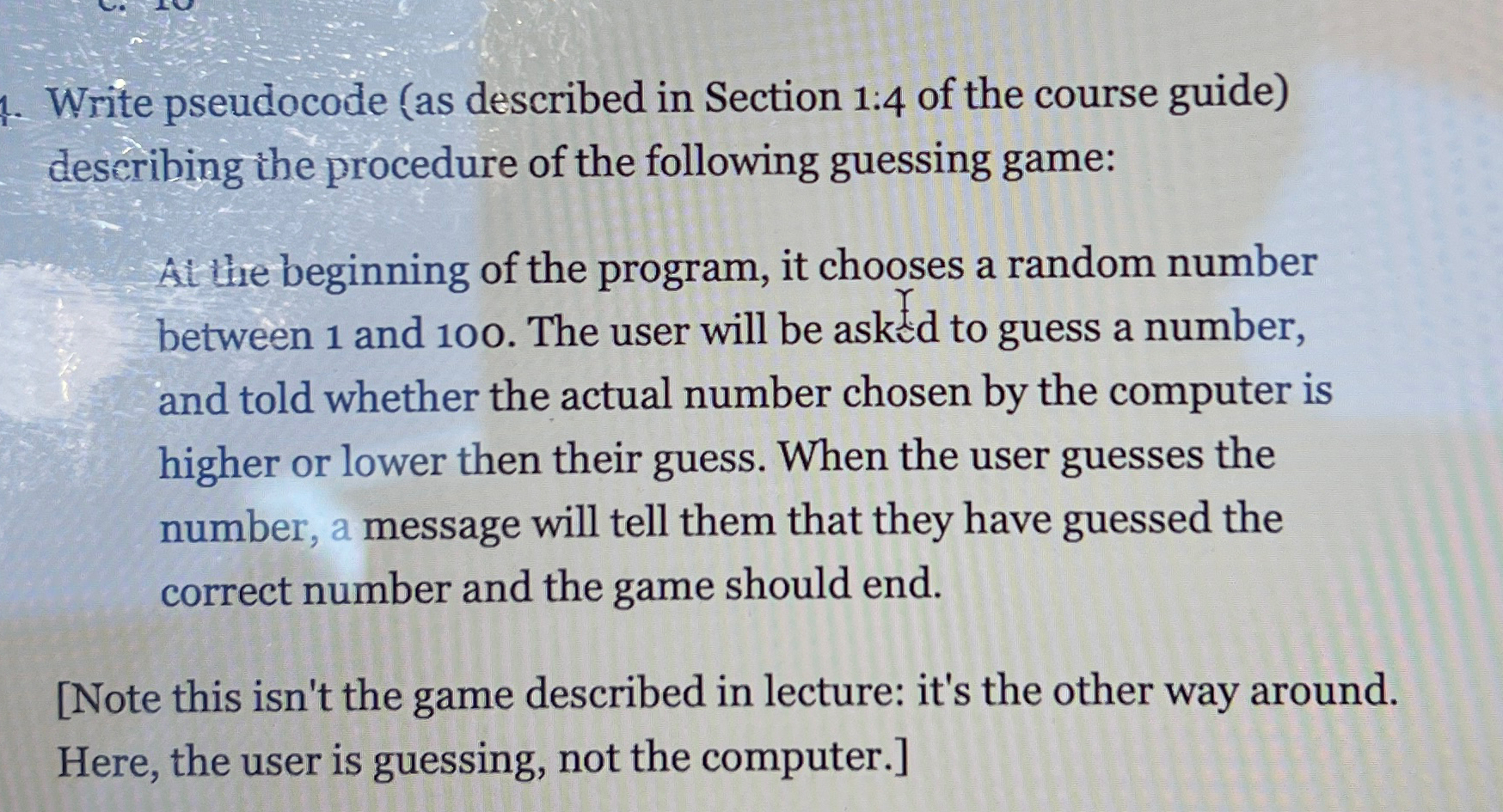 Solved Write pseudocode (as described in Section 1:4 ﻿of the | Chegg.com