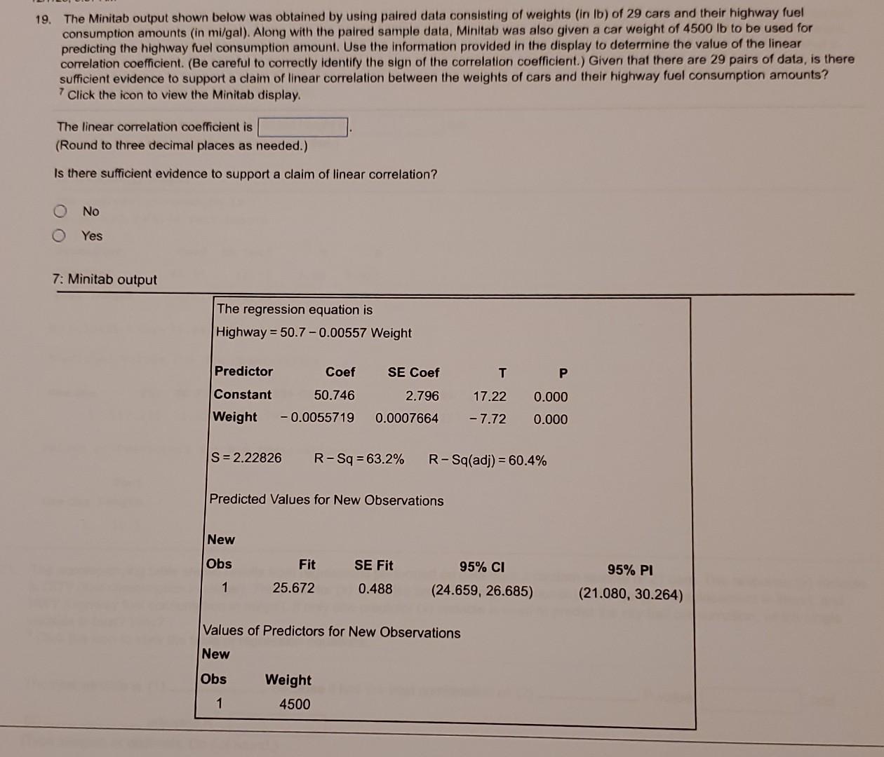 9. The Minitab output shown below was obtained by | Chegg.com