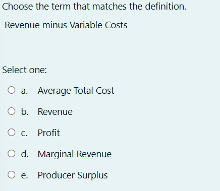 Solved Choose the term that matches the definition.Revenue | Chegg.com