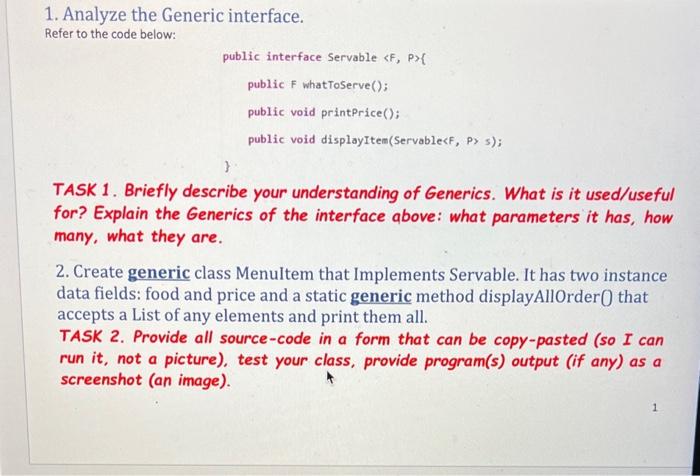 Solved Refer to the code below: public interface Servable | Chegg.com