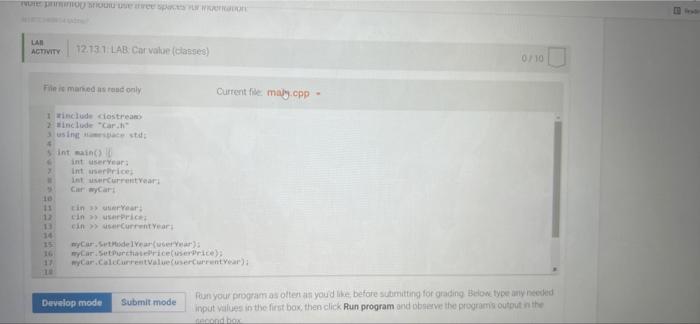 Solved 12.13 LAB: Car value (classes) Givern complete the | Chegg.com