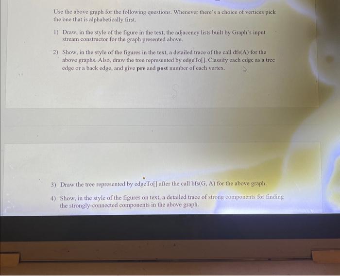 Solved 2) Directed Graphs Use the above graph for the | Chegg.com