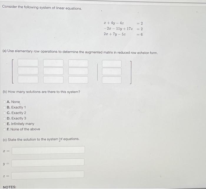Solved Consider the following system of linear equations. | Chegg.com