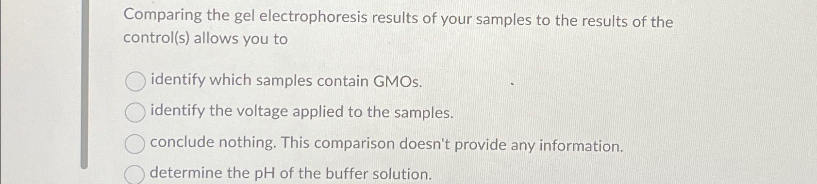 Solved Comparing the gel electrophoresis results of your | Chegg.com
