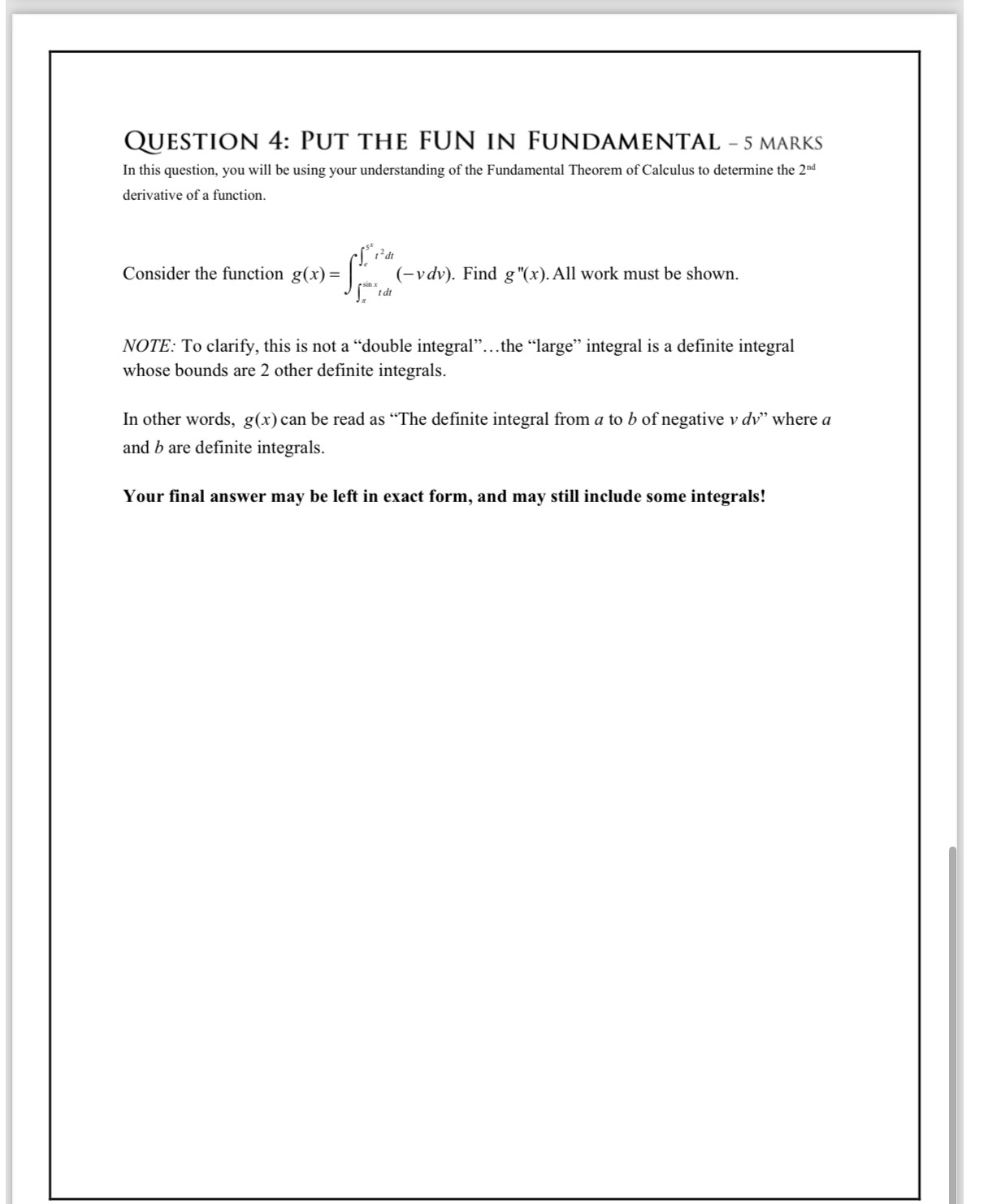 Solved QUESTION 4: PUT THE FUN IN FUNDAMENTAL - 5 ﻿MARKSIn | Chegg.com