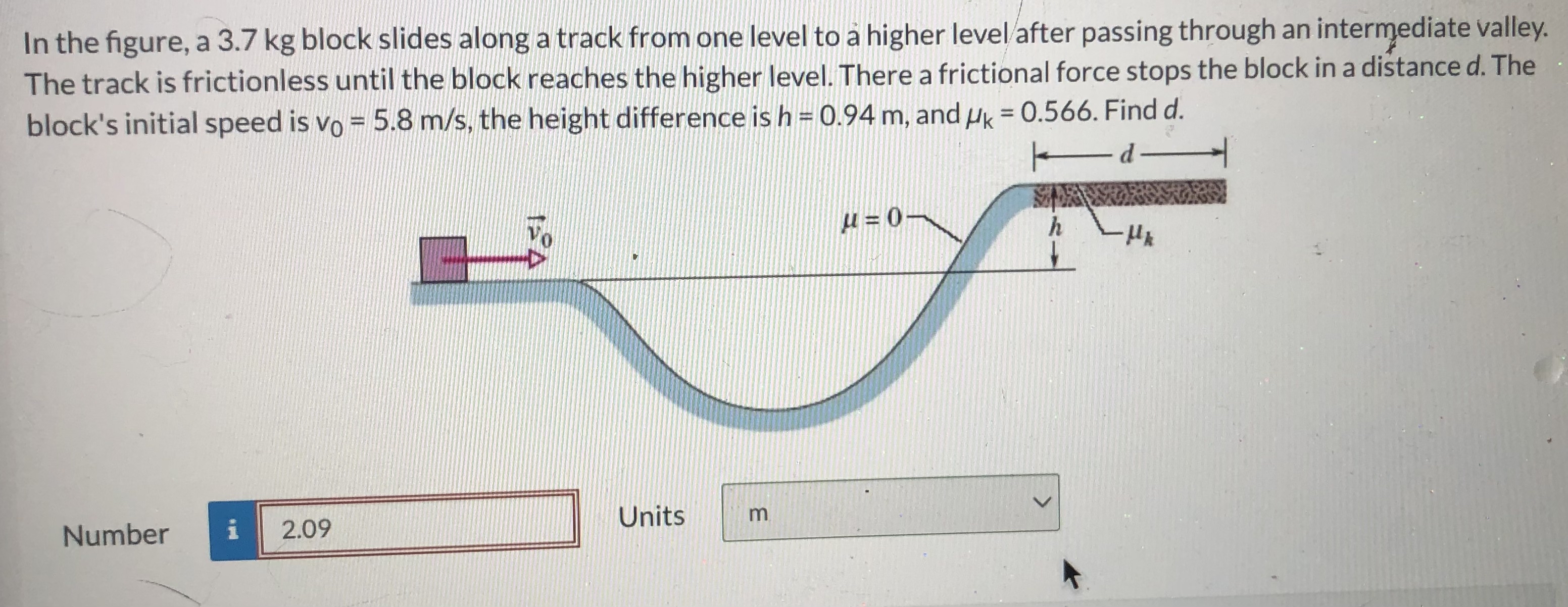 Solved In the figure, a 3.7kg ﻿block slides along a track | Chegg.com