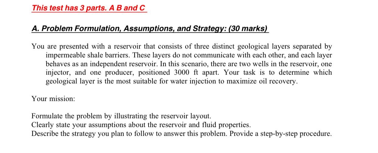 Solved This test has 3 ﻿parts. AB ﻿and CA. ﻿Problem | Chegg.com